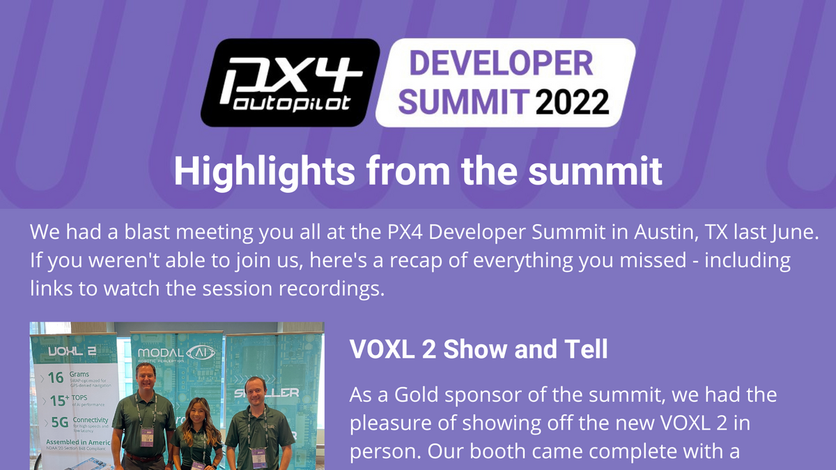 We loved seeing you at the PX4 Developer Summit! | ModalAI, Inc.